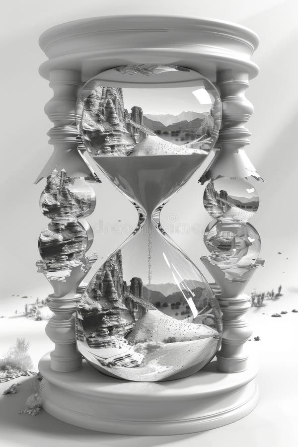 Surreal Time Lapse Art with Hourglass and Eroding Landscape for ...