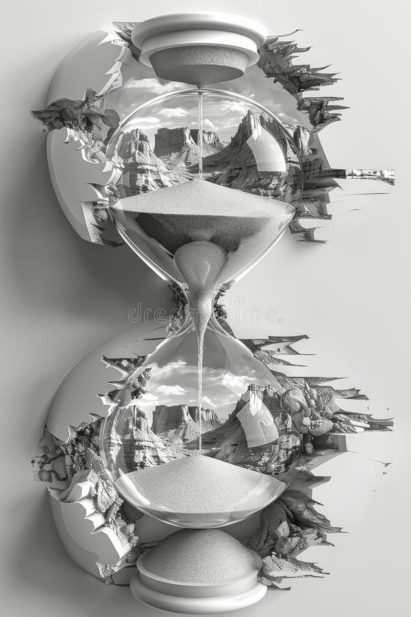 Surreal Time Lapse Art with Hourglass and Eroding Landscape for ...