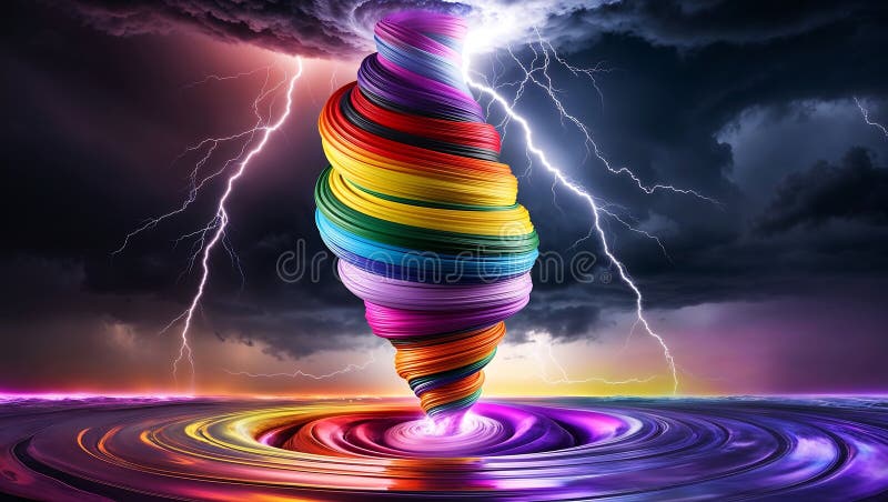 Surreal Tornado Twist - Vivid Colors in Stormy Sky Stock Illustration ...