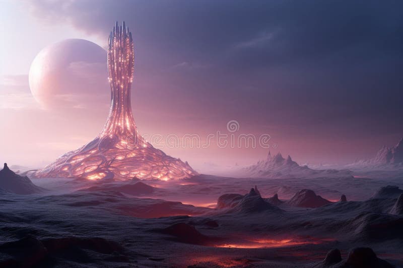 Surreal Tower Emerging from the Strange and Stock Illustration ...