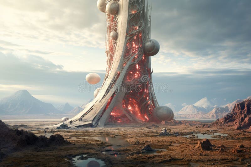 Surreal Tower Emerging from the Strange and Stock Illustration ...