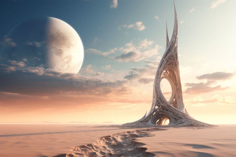 Surreal Tower Emerging from the Strange and Stock Illustration ...