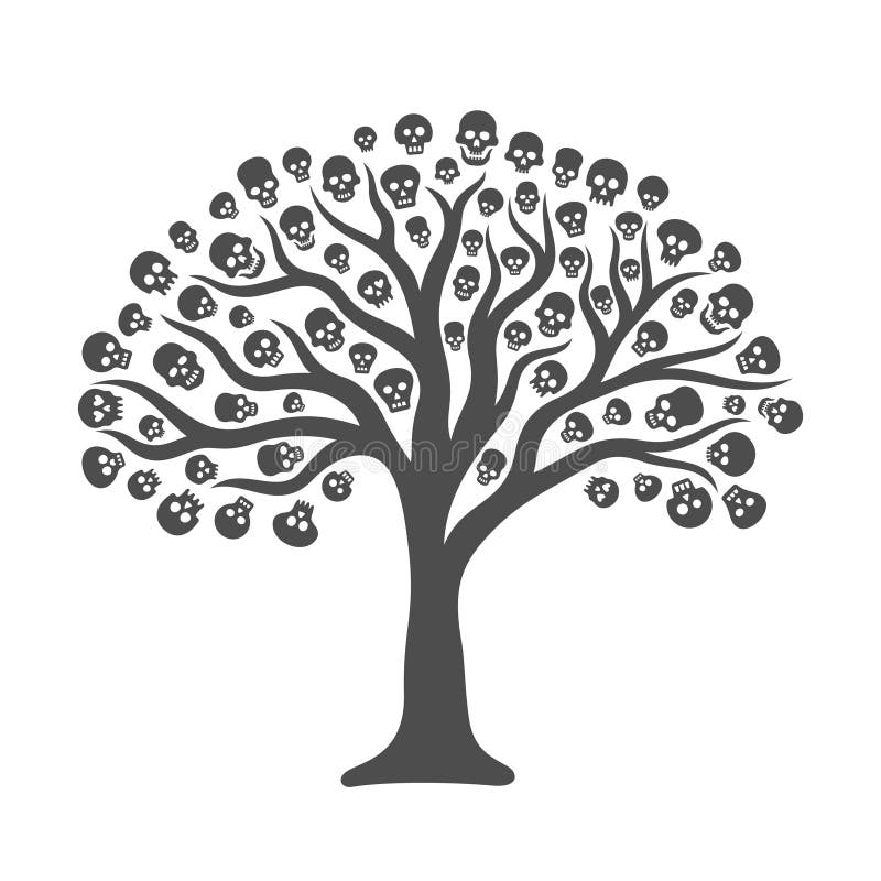 Surreal Tree with Skulls. Halloween Decoration Vector Illustration ...