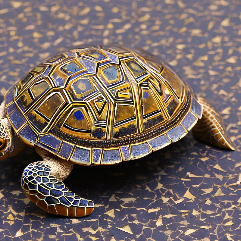 A Surreal Turtle with a Shell Adorned with Intricate Mosaic Patterns ...