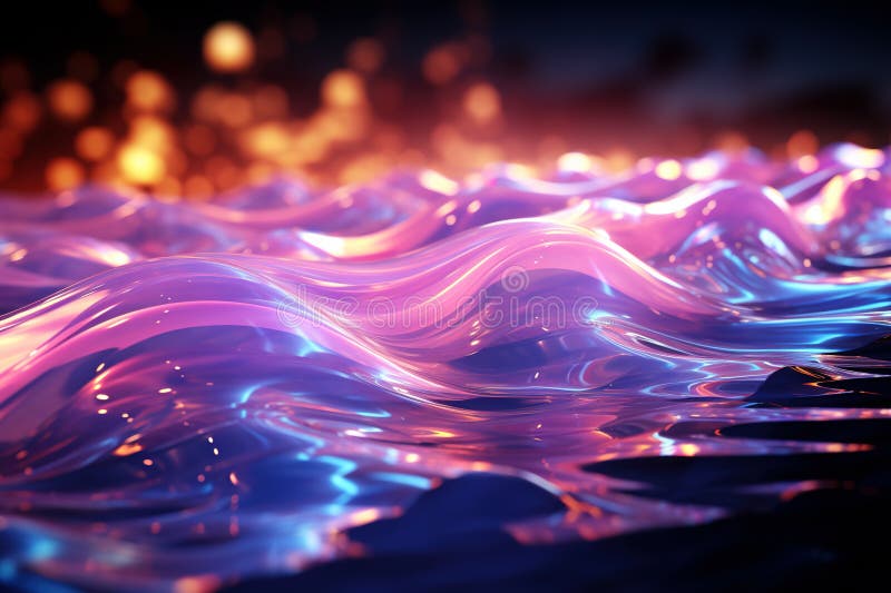 Surreal Twilight Waves: Ethereal Liquid Light Dance. AI Generation ...