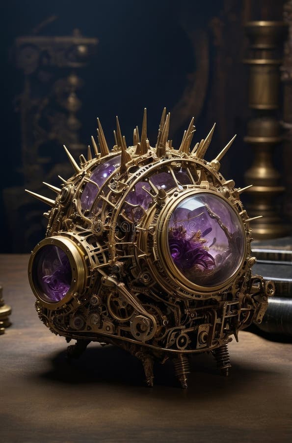 Surreal Underwater Clockwork Forest with Crystalline Cacti and ...