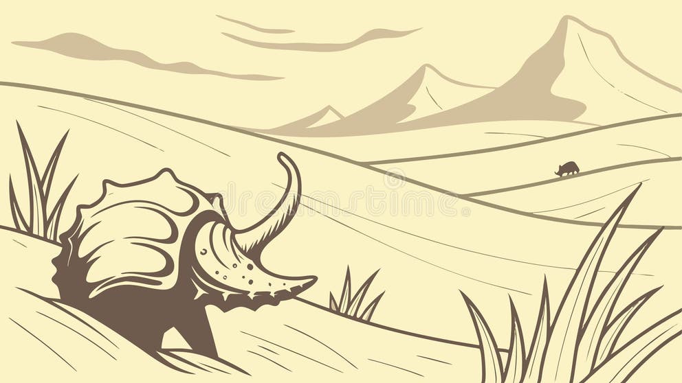 Conch Shell in Desert Land, Ocean Relic, Arid Landscape Vector Art ...