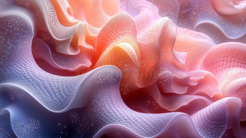 Colorful Abstract 3D Render of Flowing Textured Waves Stock ...