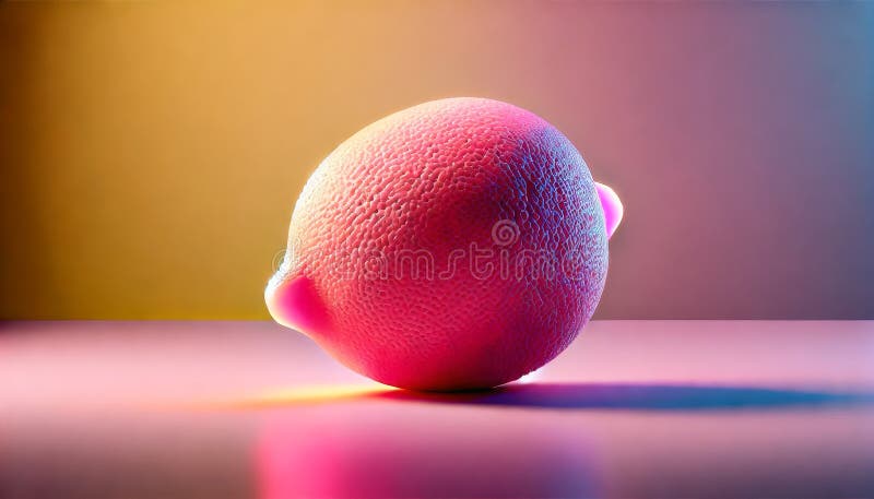 A Surreal and Vibrant Image of a Glowing Pink Lemon Placed on a ...