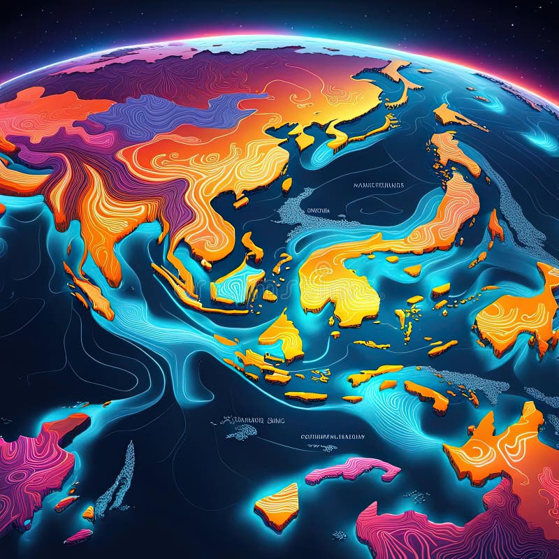 Surreal View of a Map of a Sector of an Unknown Planet Stock ...