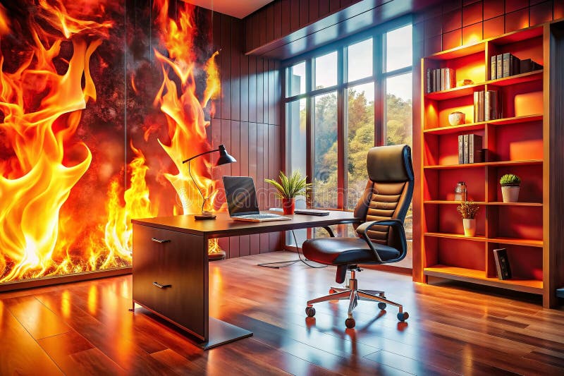 A Surreal Vintage Office Scene a Retro Desk Chair and Computer Immersed ...