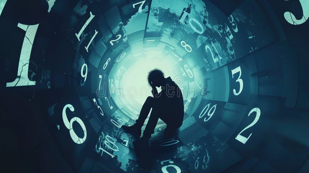 Surreal Vision of Human Silhouette Walking through Time Shift Corridor ...