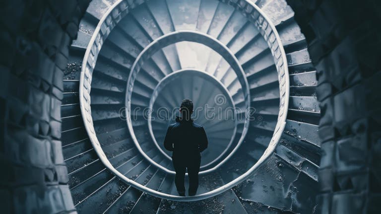 Surreal Vision of Human Silhouette Walking through Time Shift Corridor ...