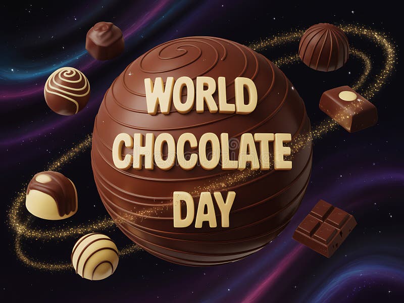 Fantasy Chocolate Planet Orbit for World Chocolate Day Illustration ...