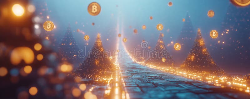 Surreal Visualization Blockchain Technology Futuristic Landscape Stock ...