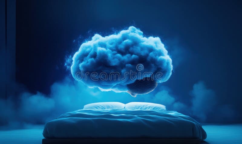 Surreal Visualization of Lucid Dreaming with Floating Cloud Above Bed ...