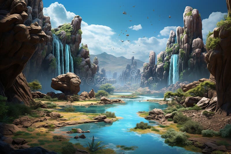 Surreal blended landscape stock illustration. Illustration of forest ...