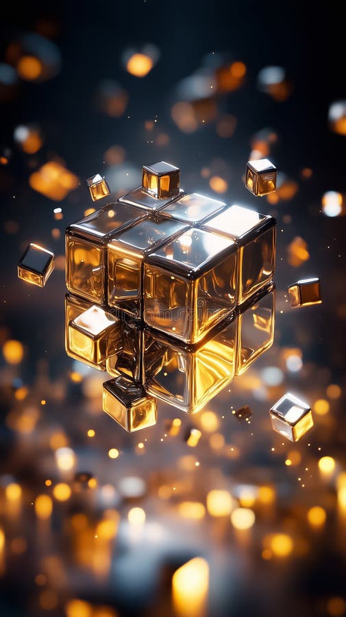 In a Surreal Void, a Giant Cube Constructed from Smaller Cubes Appears ...