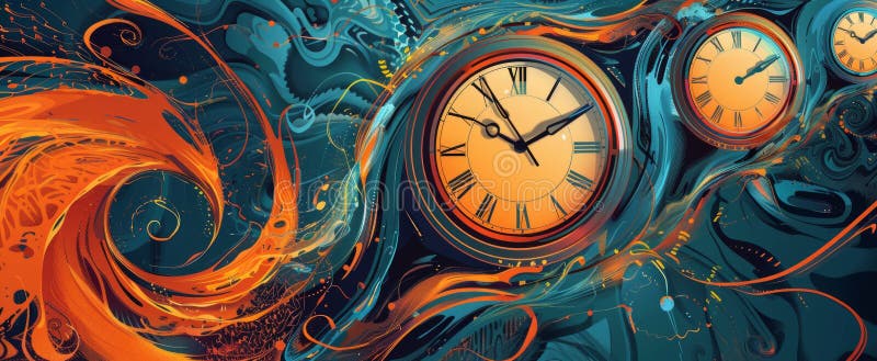 Surreal Vortex of Time Anomalies and Warped Clocks Stock Image - Image ...