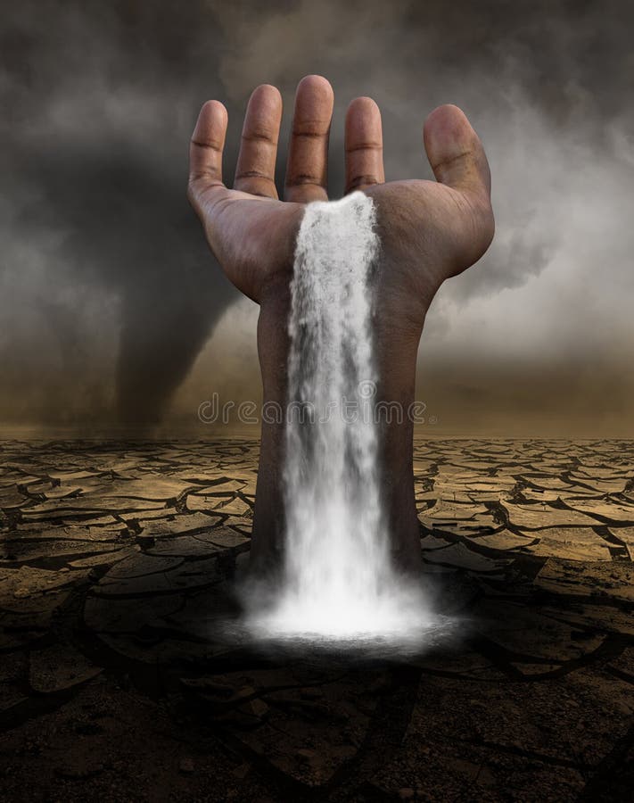 Surreal Waterfall, Desolate Desert Landscape Stock Photo - Image of ...