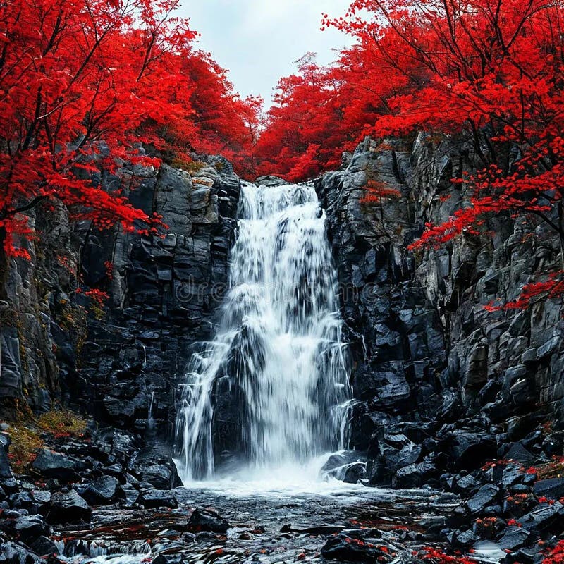 Surreal waterfall stock illustration. Illustration of rocks - 369221367