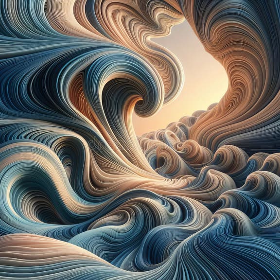 Surreal Wave Pattern with Distorted and Twisted Forms, Photore Stock ...