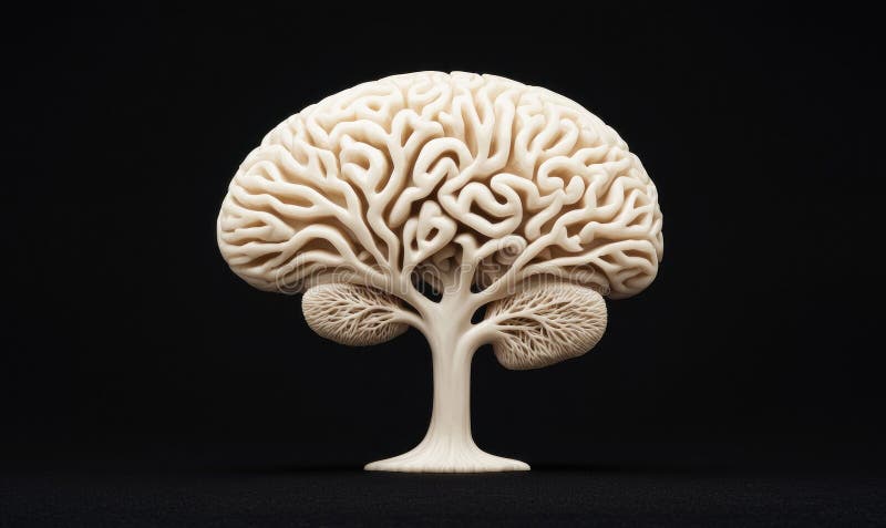 Surreal White Brain Shaped Like a Tree with Neural Branches Stock Image ...