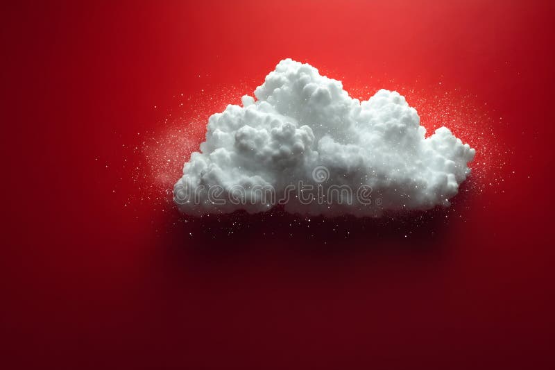 Surreal White Cloud on Bold Red Background for Creative Design ...
