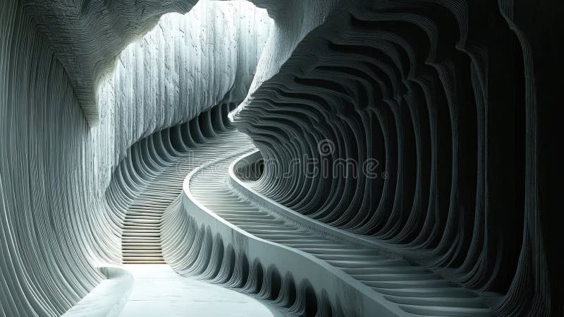 A Surreal, Winding Cave-like Structure with Smooth, Sculpted Walls and ...