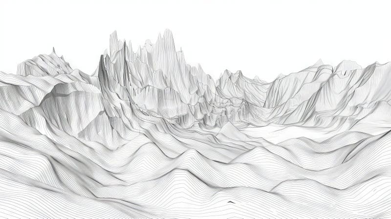 Surreal Wireframe Terrain Design Arranged Stock Illustration ...