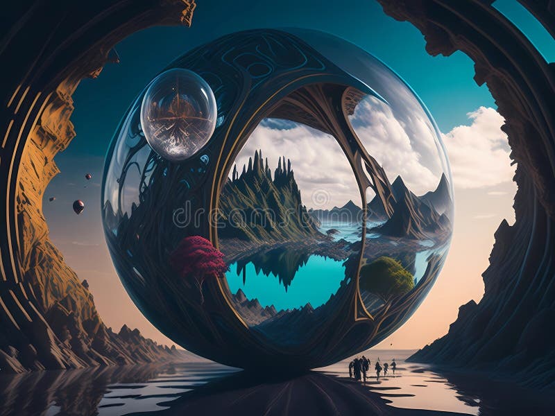 Surreal Worlds Landscape - Metaverse Concept Stock Illustration ...
