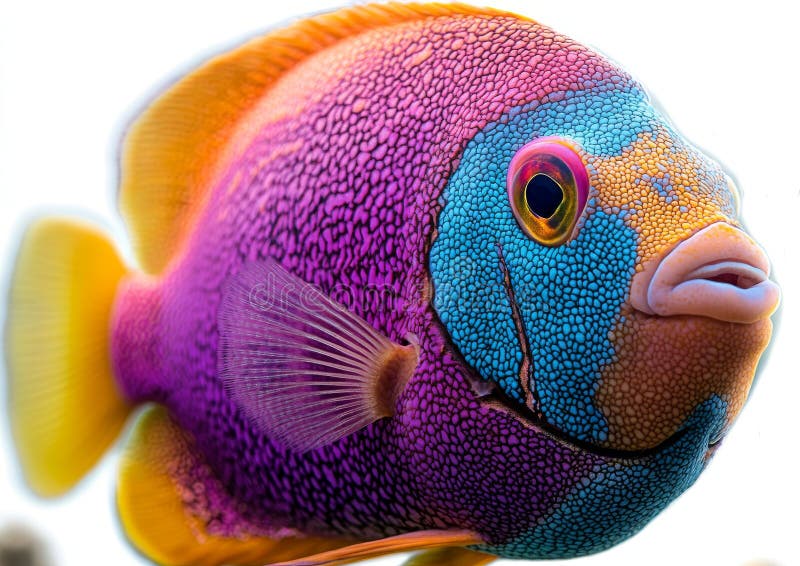 A Surreal Yellowmask Angelfish: Bright Tropical Reef Fish Separated on ...