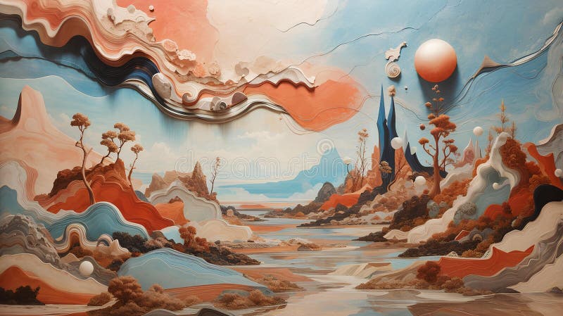 A Surrealist Abstract Landscape with Texture Stock Photo - Image of ...