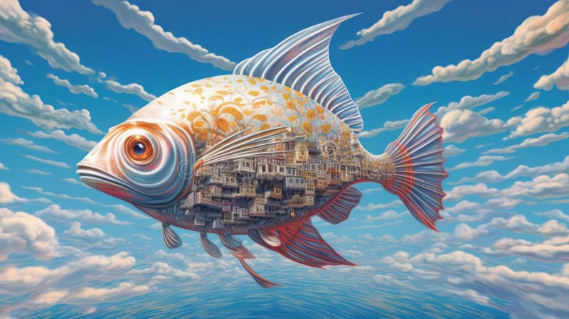 In the Surrealist Composition "Flying Fish", a Scene in Which a Huge ...