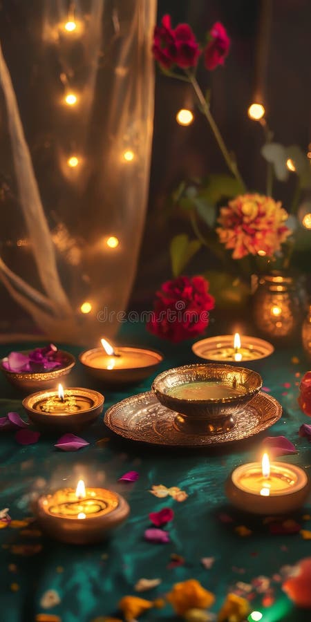 Surrealist Diwali Decor with Magical Elements Stock Illustration ...