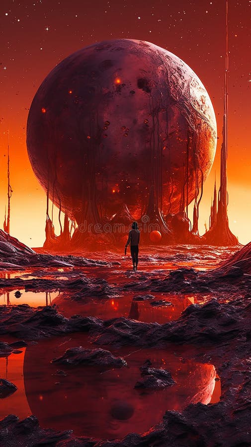 Surrealistic Alien Planet Scenery. Created Using Ai Generative. Stock ...