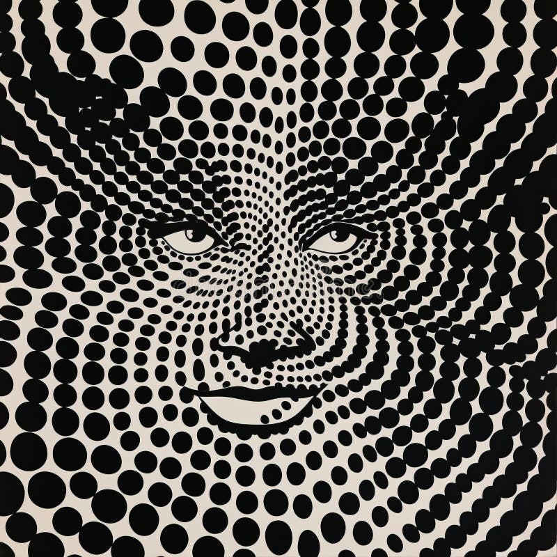 Surrealistic Distortion: Black and White Face Print with Optical ...