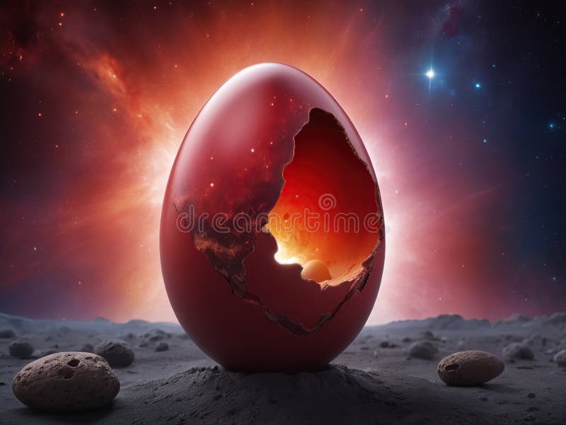 Broken Red Egg in the Space. Illustration Stock Illustration ...