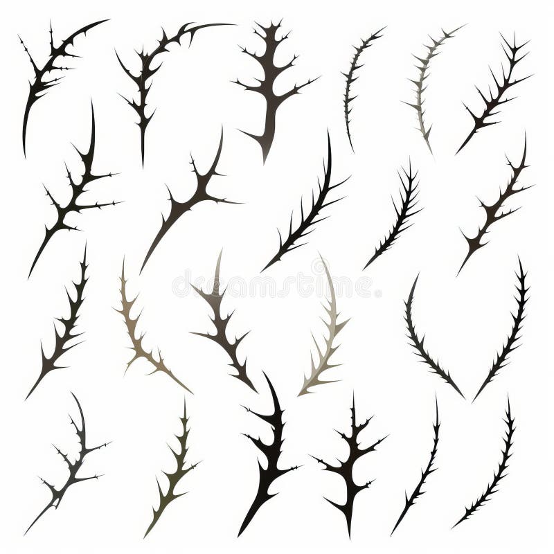 Distorted Gothic Illustration: Vector Thorn Set for Minimalistic ...