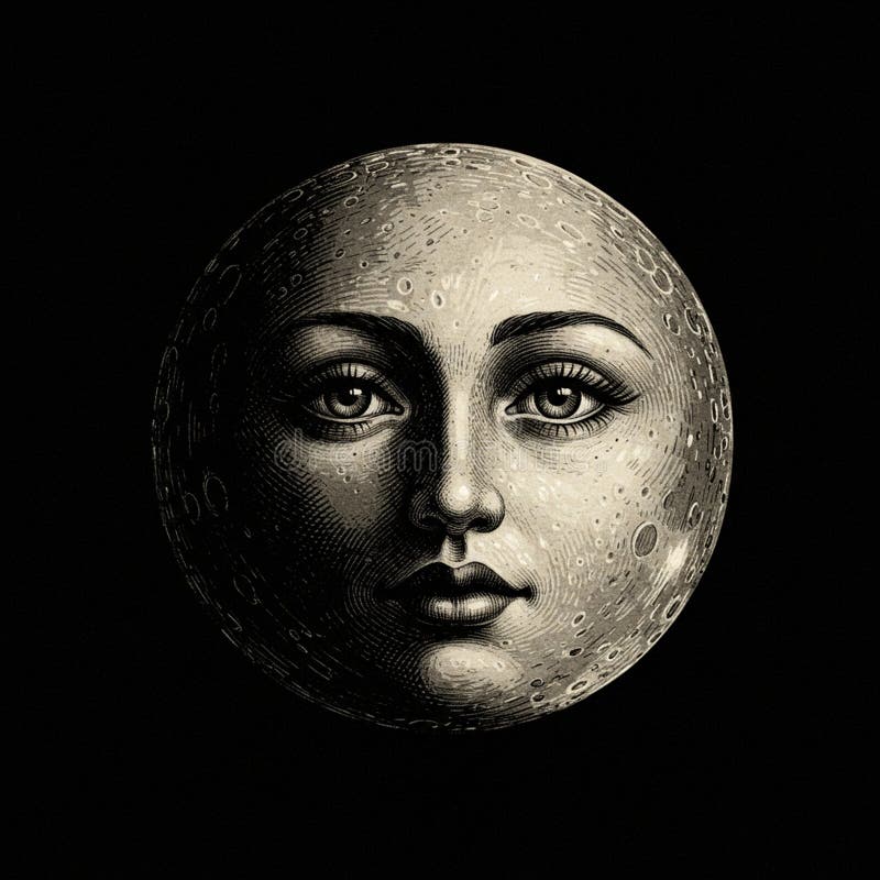 A Surrealistic Illustration Features a Celestial Body Resembling the Moon, with a Stock ...