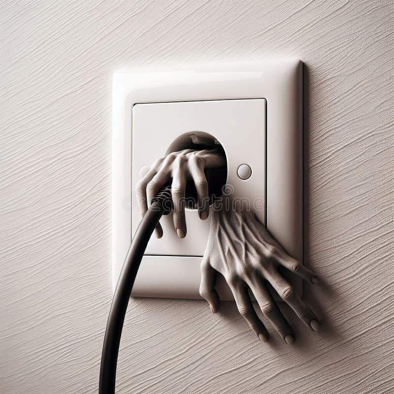Surreal Electrical Outlet with Hands Stock Photo - Image of unplugging ...