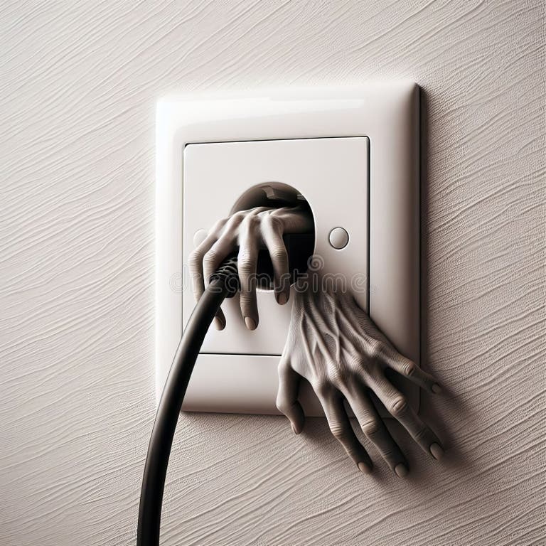 Surreal Electrical Outlet with Hands Stock Photo - Image of unplugging ...