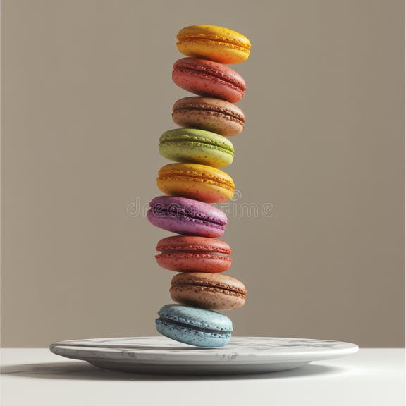 Surrealistic Levitation Scene with Macaroons in a Panoramic Hyper ...