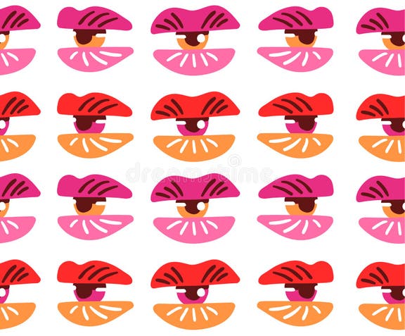 Surrealistic Lips and Eyes. Stock Illustration - Illustration of cute ...