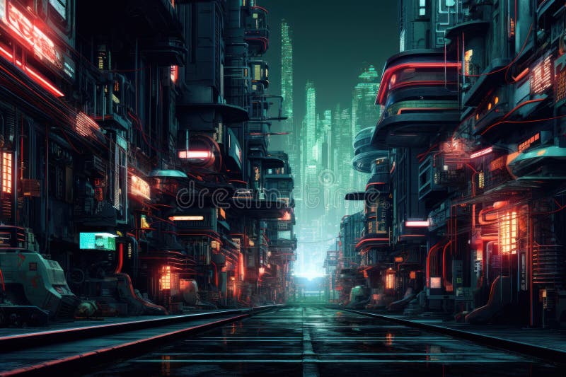 Surrealistic and Luminance Neon Light Future Imagination Landscape ...