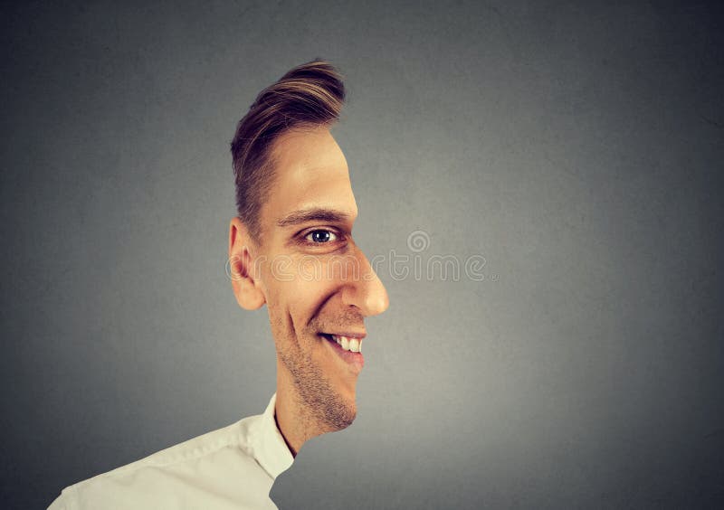 Surrealistic Portrait Front with Cut Out Profile of a Man Stock Image ...