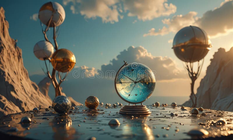 Surrealistic Scene Features Collection Spherical Objects, Including ...