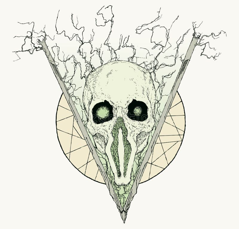Surrealistic Skull with Triangle Stock Illustration - Illustration of ...