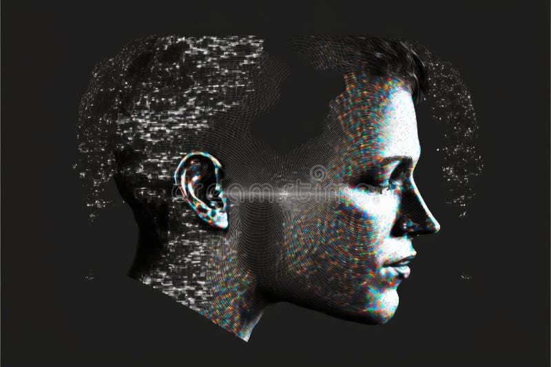 Surrealistic Two Human Face by Arrayed Pixel Forming in Glistering ...