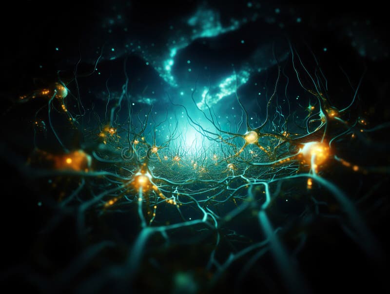 Journey through a Neuron Cell Network Inside the Brain Stock ...